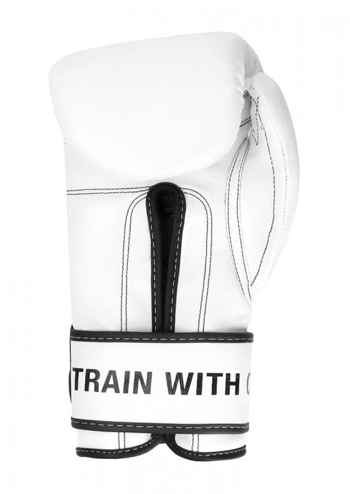 STRONGEST HERO -GUANTES BOXEO ZEBRA PRO SIGNATURE VELCRO, CUERO BLANCO